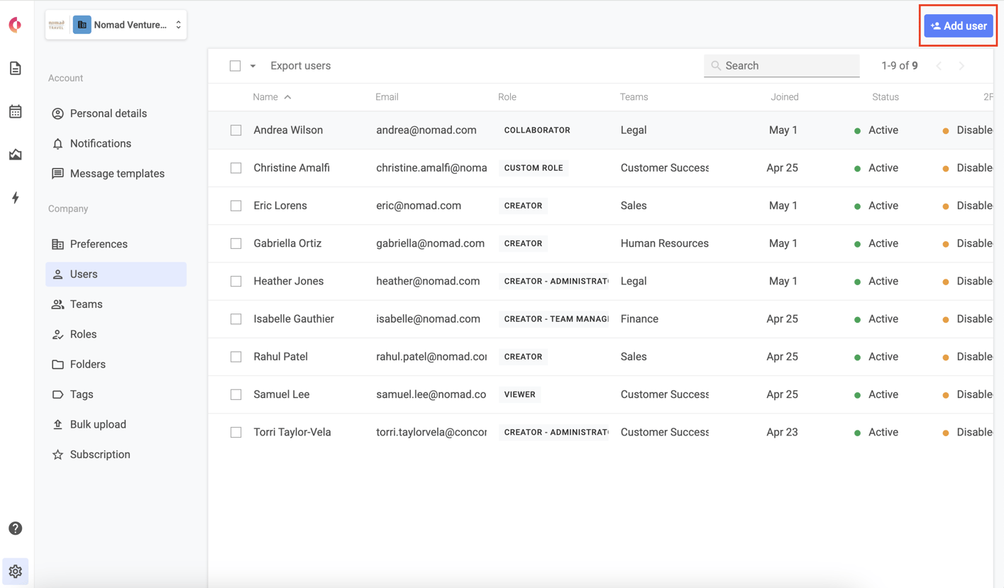 Adding Users to Your Account